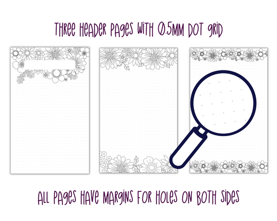 Pretty Flowers A5 Colouring Page Planner Inserts | For six-ring binder ...